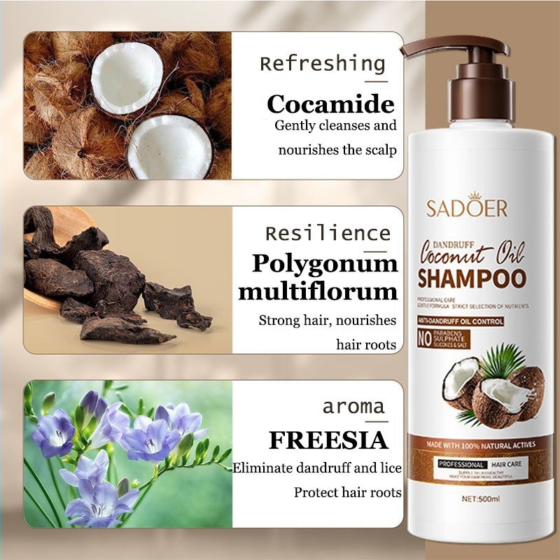 SADOER Coconut Shampoo Nourishing, Smooth and Fluffy Anti-Dandruff Shampoo | Shopee Malaysia
