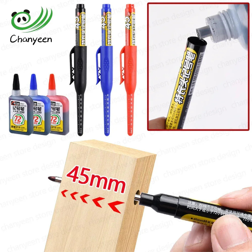 Isi semula Pen Penanda Lubang Dalam 45mm Kepala Nib Panjang Pen Tukang ...