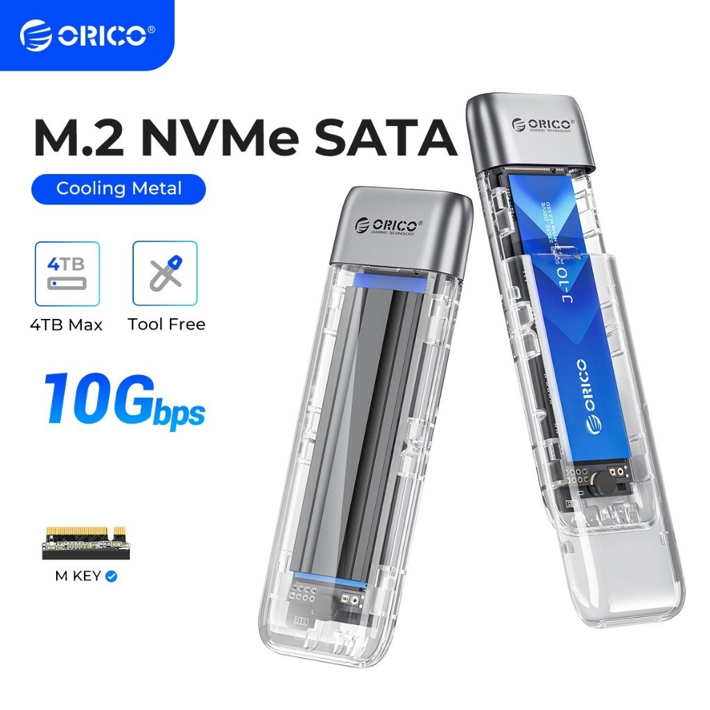 ORICO M.2 MVMe/SATA SSD Enclosure NVMe case Zinc Alloy Tool Free 10Gbps ...