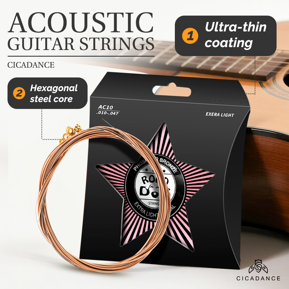 ROAD DOG Acoustic Guitar String Set High-carbon Hex Core Anti-Rust ...