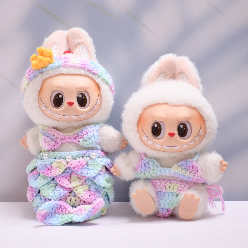 15cm 17cm Labubu Clothes Knitted mermaid bikini dress For labubu V1 V2 ...
