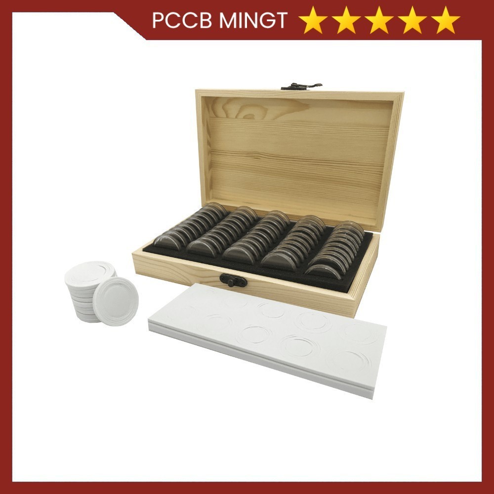 30pcs 50pcs 100pcs Coin Capsule Wooden Box Collection Casing Protect ...