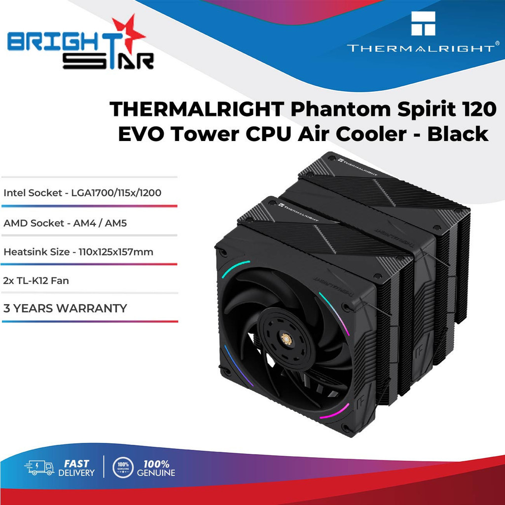 THERMALRIGHT Phantom Spirit 120 EVO Tower CPU Air Cooler - Black ...