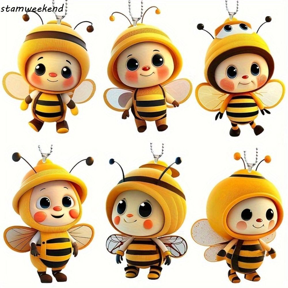 STAMWEEKEND Cute Bee Car Hanging Decoration, 2D Acrylic&Plexiglass Mini ...