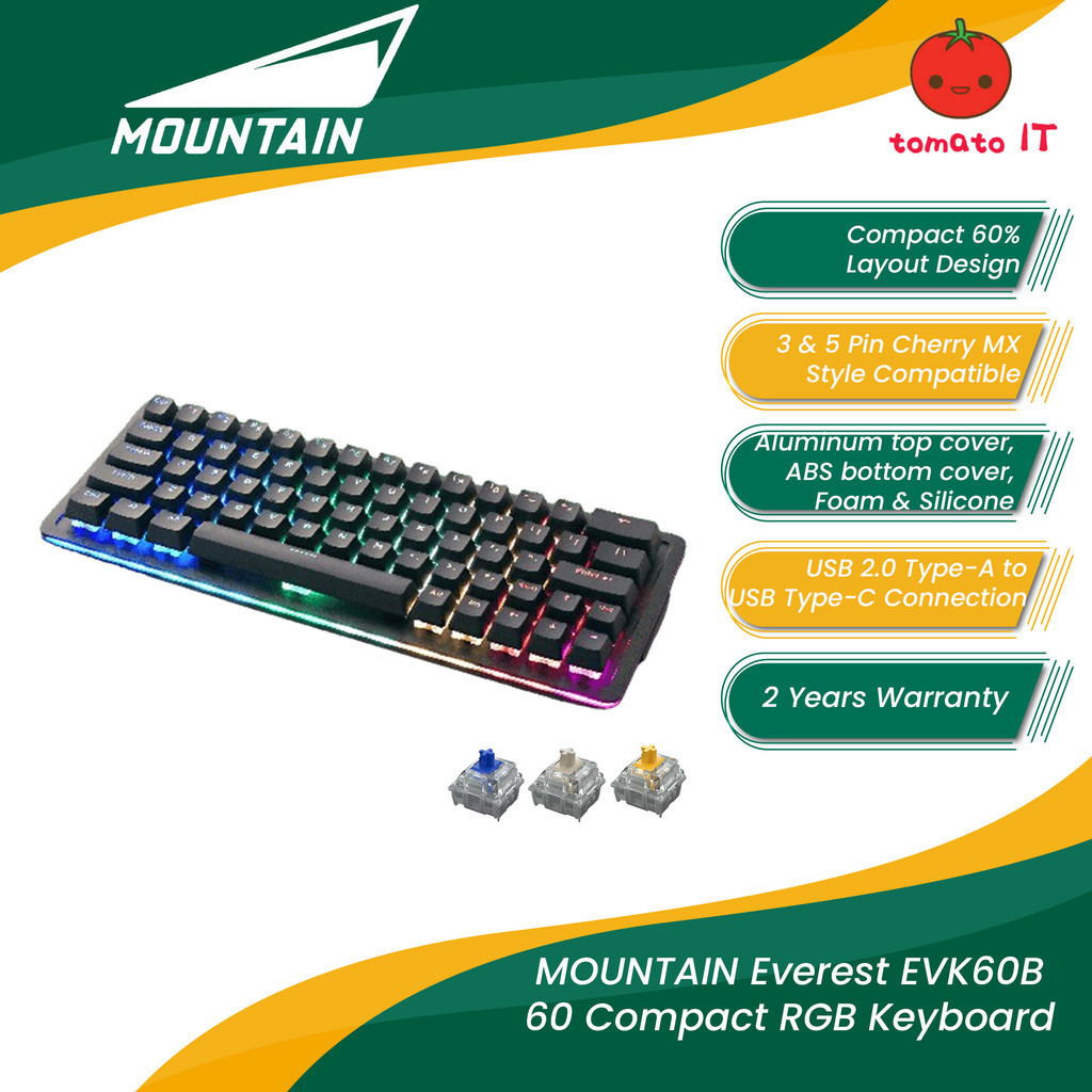 MOUNTAIN EVEREST 60 RGB 60% Mechanical Gaming Keyboard - Linear/Speed ...