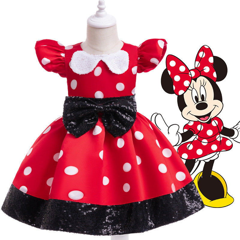 Disney Mickey Mouse Dress for Girls Minnie Cartoon Clothes Headband ...