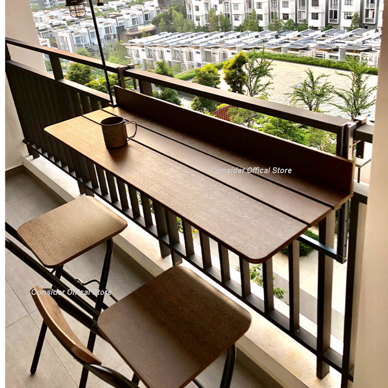 Railing Hanging Desk Balcony Outdoor Table Hanging Small Bar Counter ...