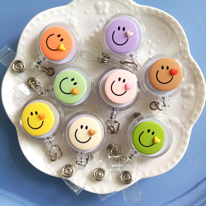 Nurse badge easy-pull buckle retractable buckle cute round smiley ...
