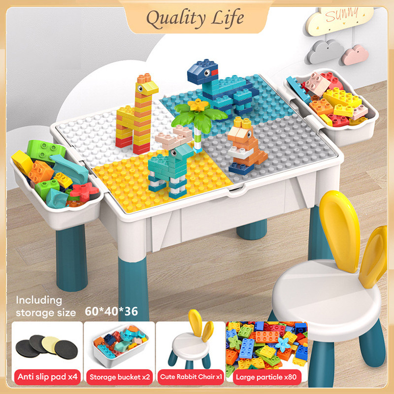Multi Function Children Building Blocks Table Learning Playing Study Drawing Sensory Compatible ...