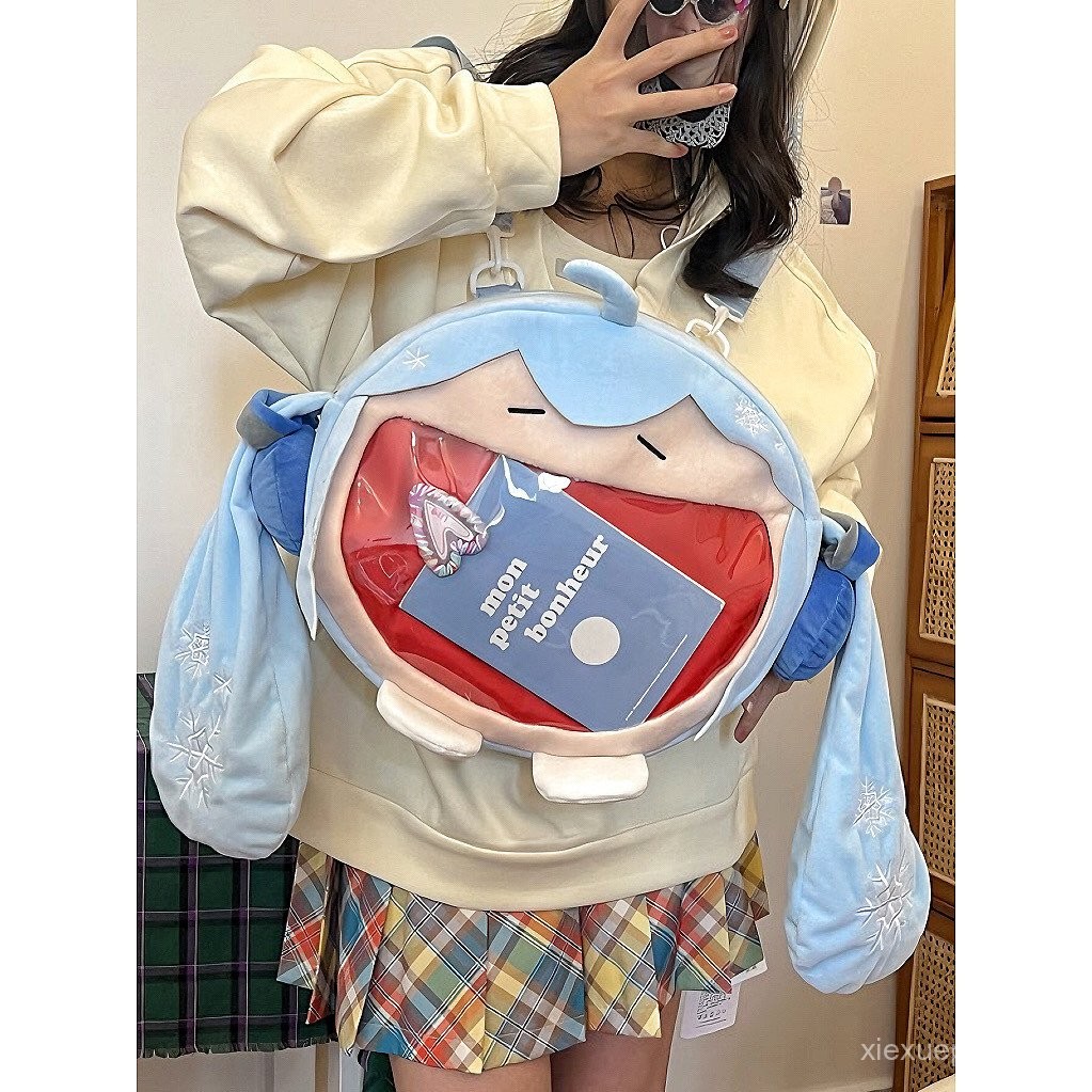 New Hatsune Miku Snow Future Backpack Cartoon Plush Cute Transparent ...