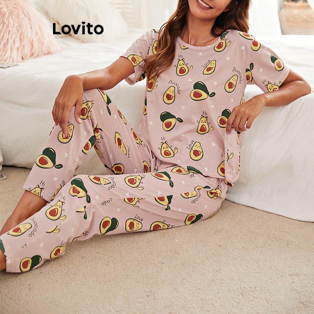 Lovito Casual Cartoon Printing Pajama Sets for Women LNL63133 Lovito ...