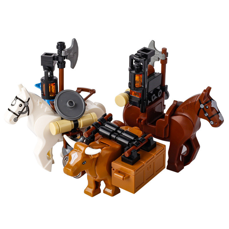Moc Medieval Transport Cow Carriage Carriage Minifigure Accessories ...