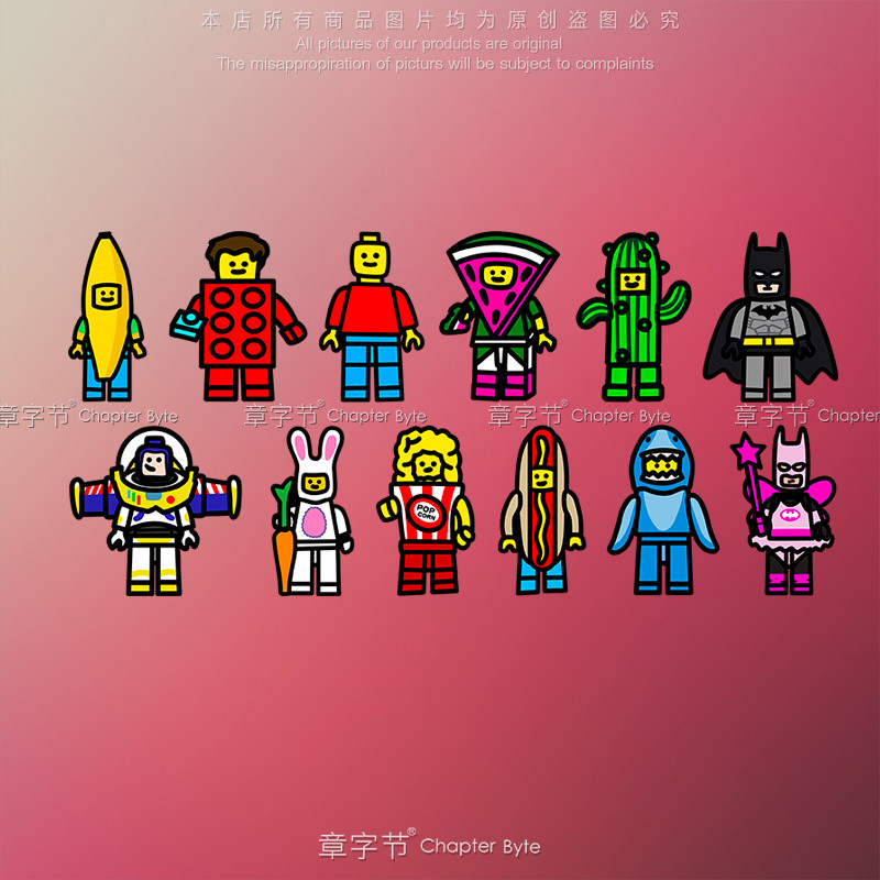 Lego Car Stickers Creative Cartoon Building Block Man Stickers Minions ...