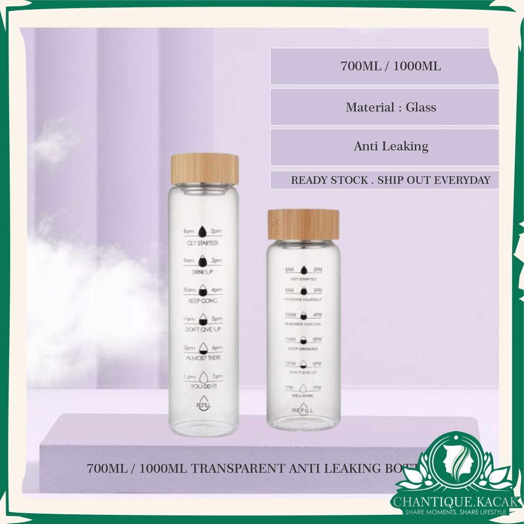 CK Botol Air Kaca High Quality Glass Water Bottle Wooden Cover Leak ...