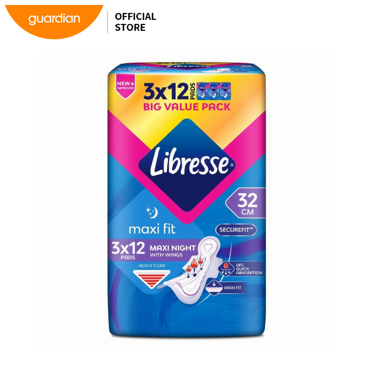 Libresse Maxi Fit Maxi Night 32cm Wings 3 x 12's | Shopee Malaysia