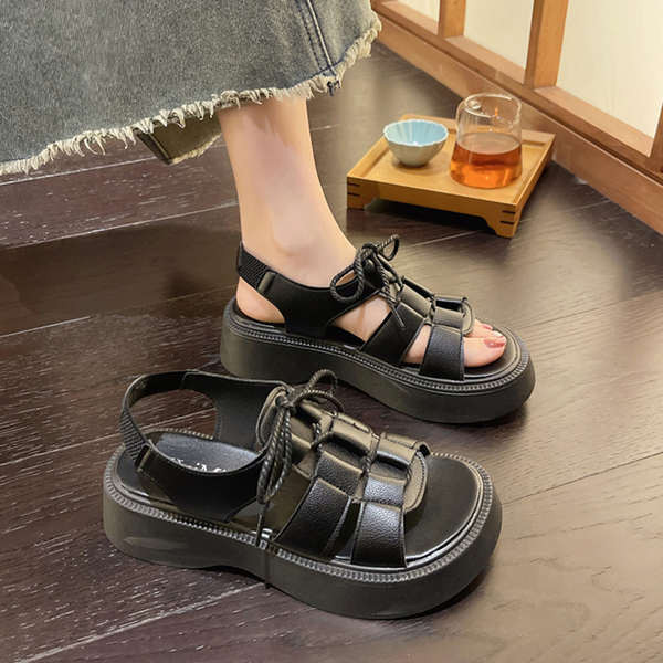sandal tapak tinggi sandal tapak tebal Korea ulzzang musim panas tapak ...