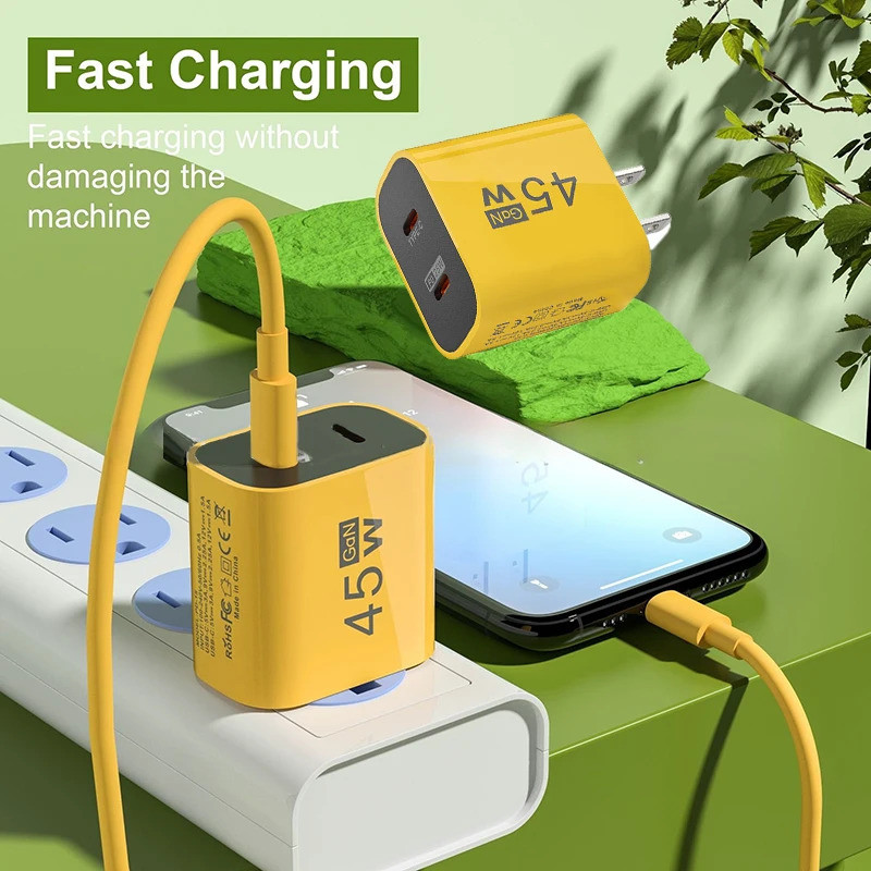 45W Dual Type-C Phone Charger For Iphone For Xiaomi For Huawei For ...