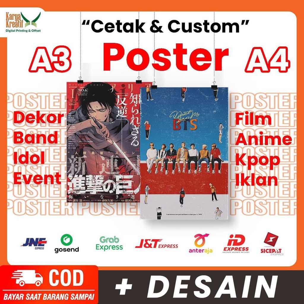 Poster WALL DECOR CUSTOM A3 A4 | Aesthetic | Kpop | Anime | Bts|Exo|Nct ...