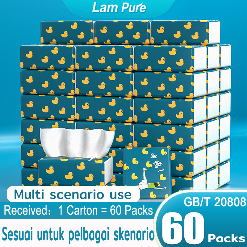 [60 PACKS] LamPure Facial Tissue Deluxe Tissue Comfortable Tissues Soft ...