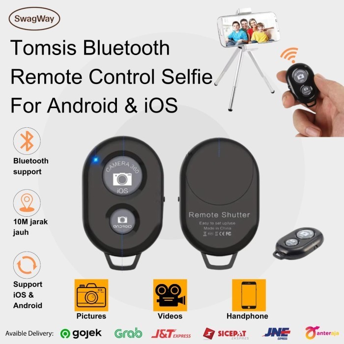 TOMBOL Remote Bluetooth Camera Hp Selfie Camera Button Tomsis Android ...