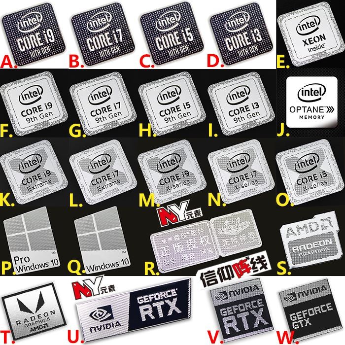 New Sticker 10th Generation Ten Core i9 i7 i5 i3 cpu Metal Sticker ...