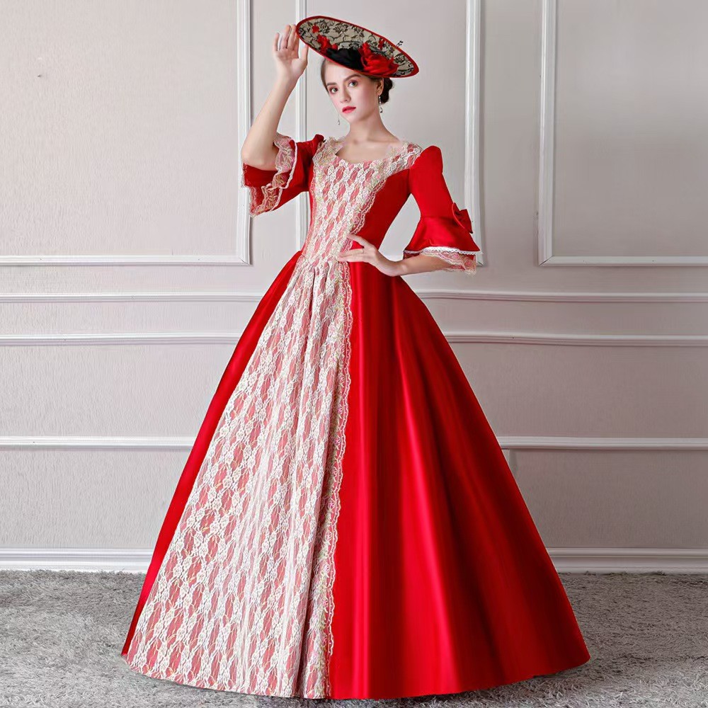 Women's Renaissance Medieval Prom Dress, Queen's Champagne Costume ...