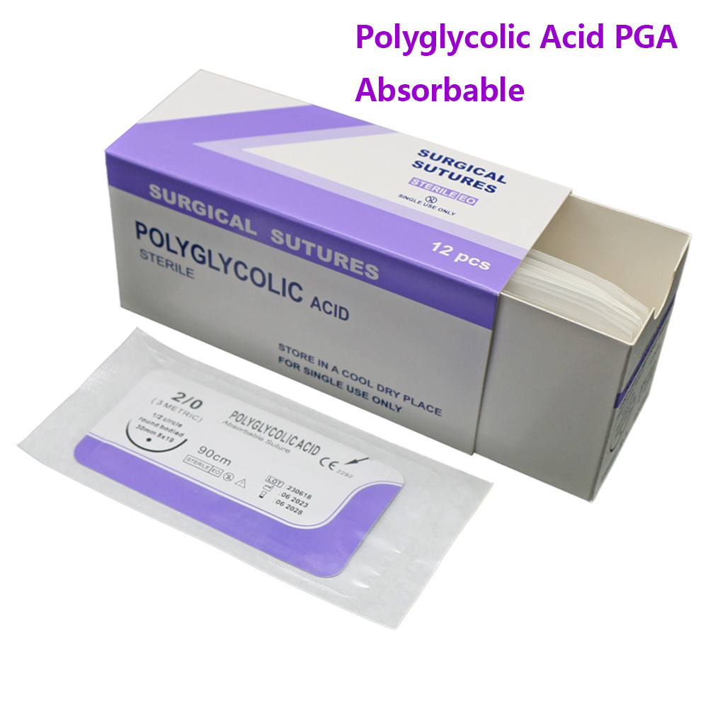 PGA 12pcs 90cm Animal Absorbable Surgical Suture With Needle | Shopee ...