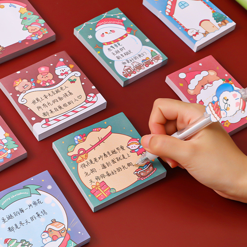 Mini Cute Portable Christmas Memo Pad Creative Painting Santa Label ...