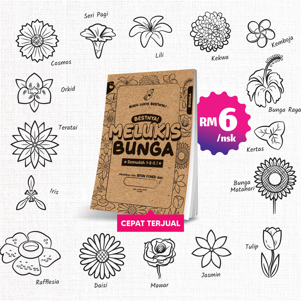 Buku Bestnya! Melukis : BUNGA - Cara Melukis Semudah 3 Langkah Books ...