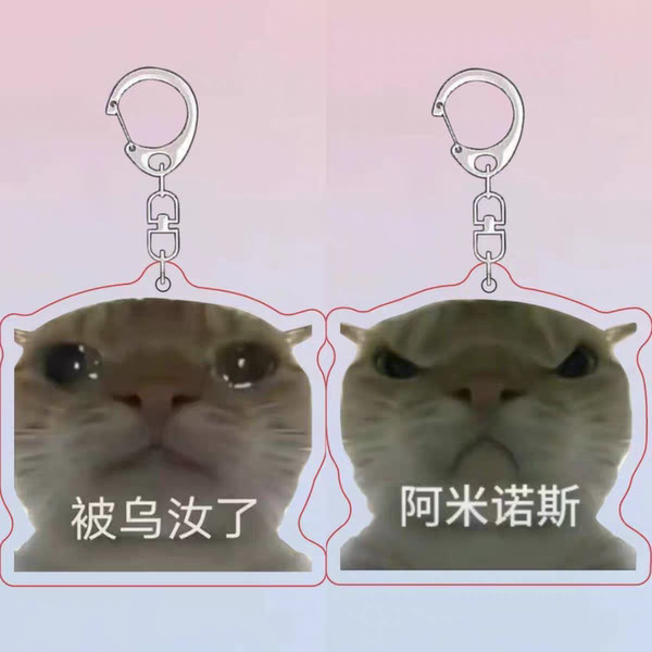 matching keychai keychain mathcing Mulut bengkok lucu, anak kucing ...