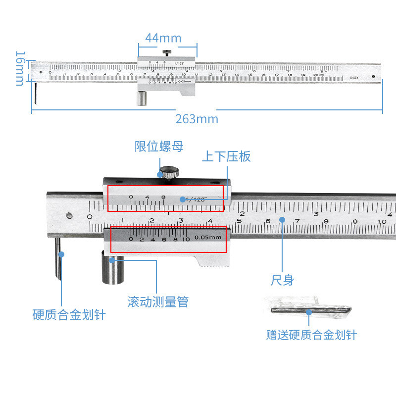 Parallel Marking Caliper 0-200mm Stainless Steel Vernier Caliper ...