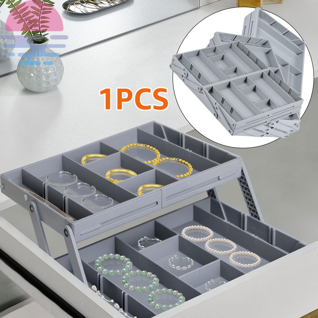 2/3 Tier Collapsible Drawer Organizer Multi Level Drawer Organizer with ...