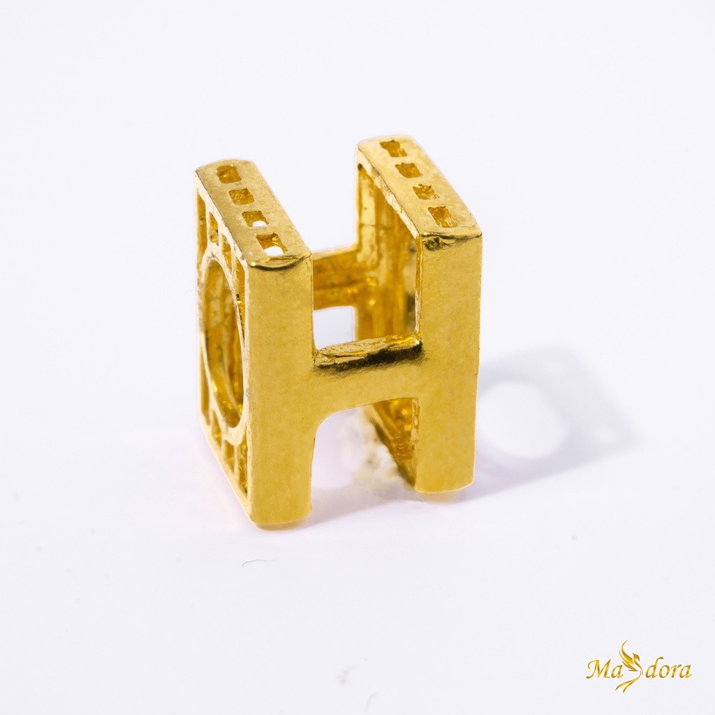 MASDORA 916 Gold Beads Bead Emas ~ Alphabet 3D - H (EMAS 916/22K ...