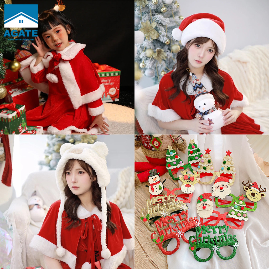 Red Christmas Dress Shawl Santa Claus Costume Cosplay Suitable For Kids ...