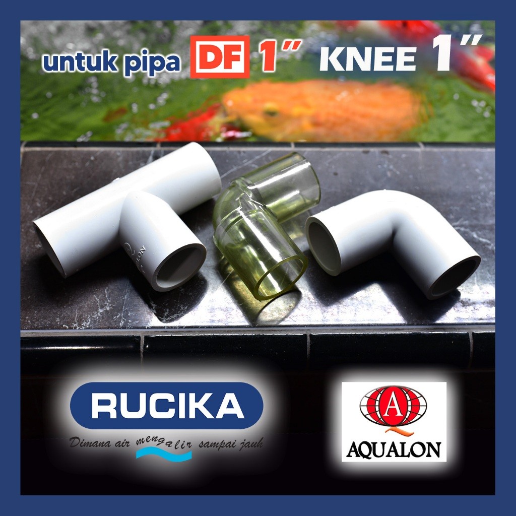 PUTIH Knee Keni 1" INCH Clear / White for DF 1" pipe Rucika Aqualon ...