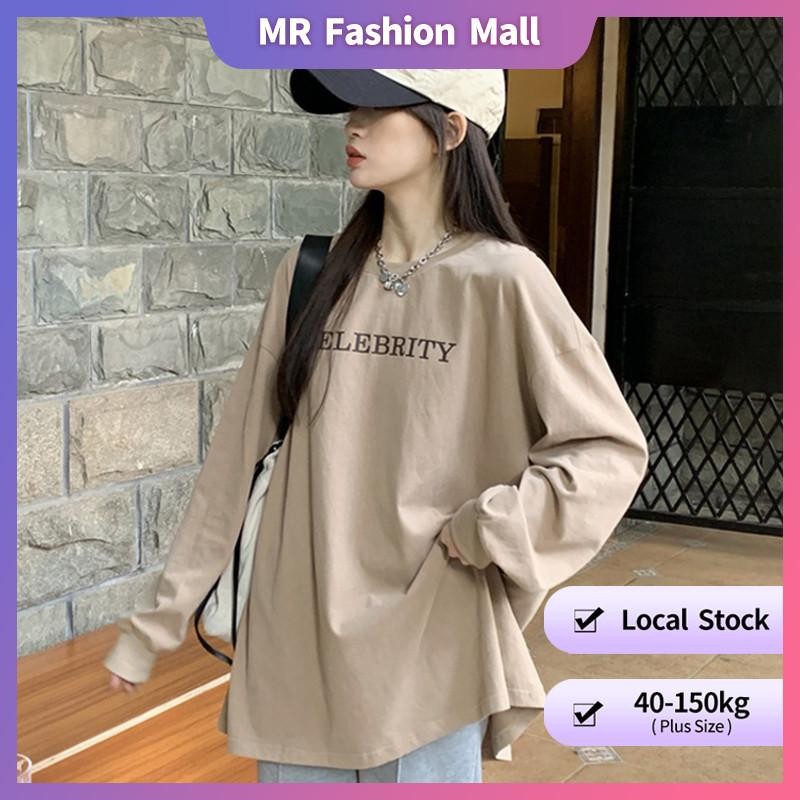[Saiz Besar] (150kg Boleh Pakai) Wanita Nipis Lengan Panjang Saiz Besar ...