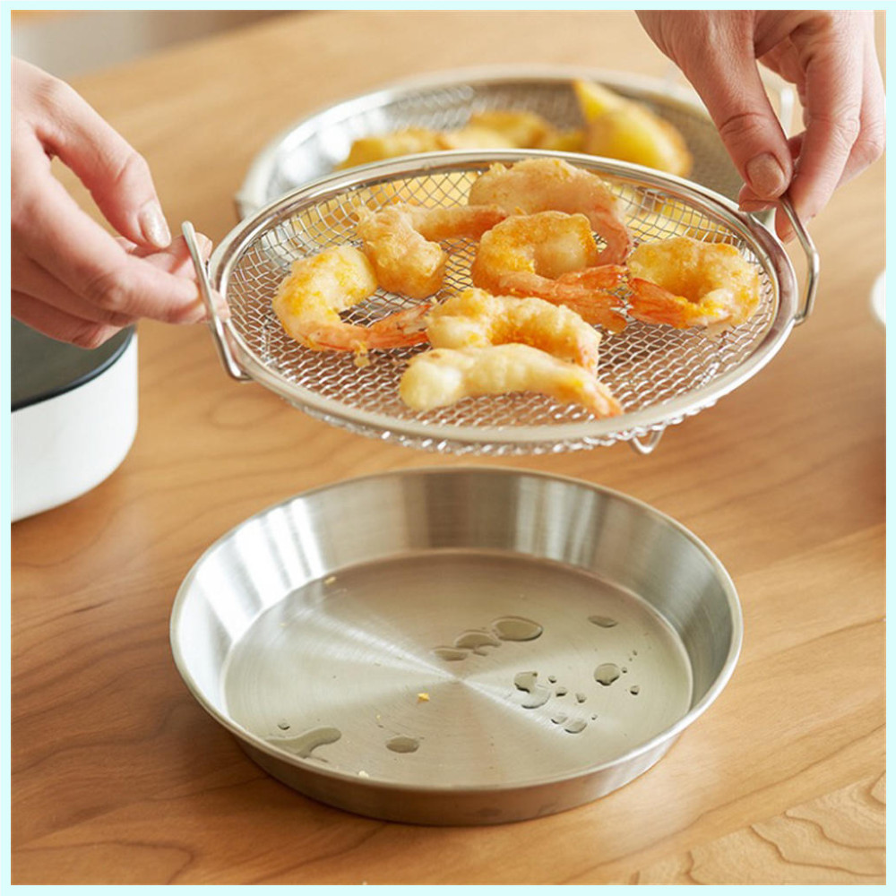 1Set Kitchen Oil Strainer Pan Stainless Steel Frying Oil Strainer Pan ...