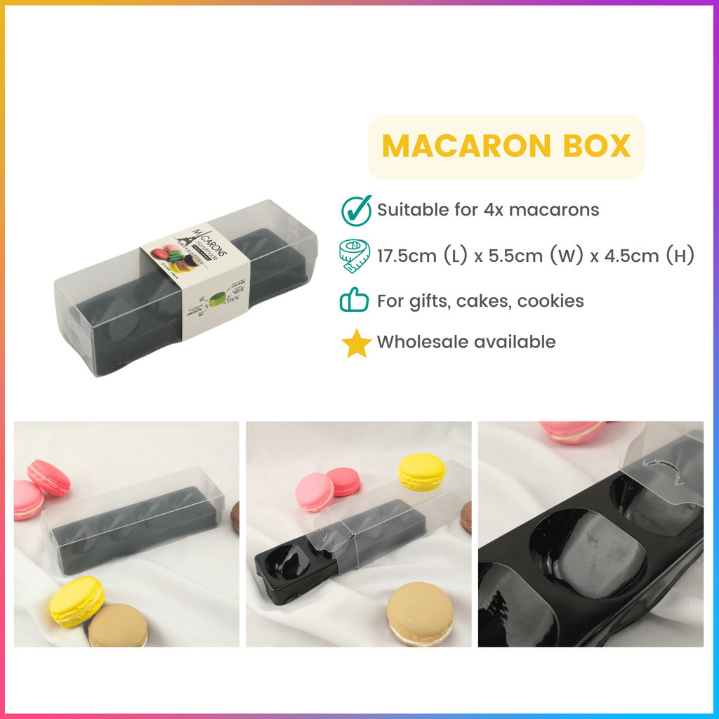 Macaron Plastic Box With Sleeve For 4pcs Macarons Makaron 马卡龙 | Shopee ...