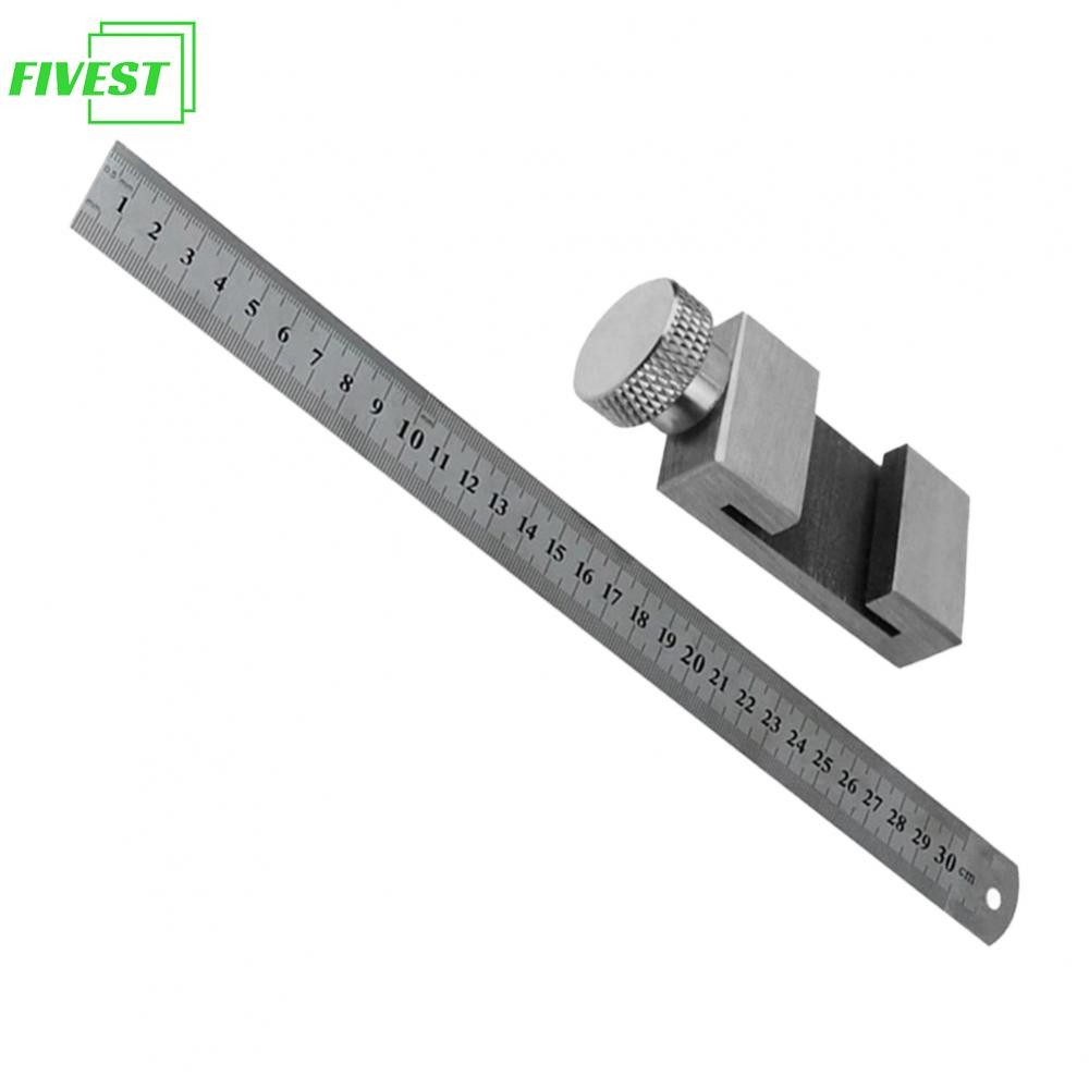 Marking Gauge Tool with Positioning Block and Dual Scale Steel Ruler ...