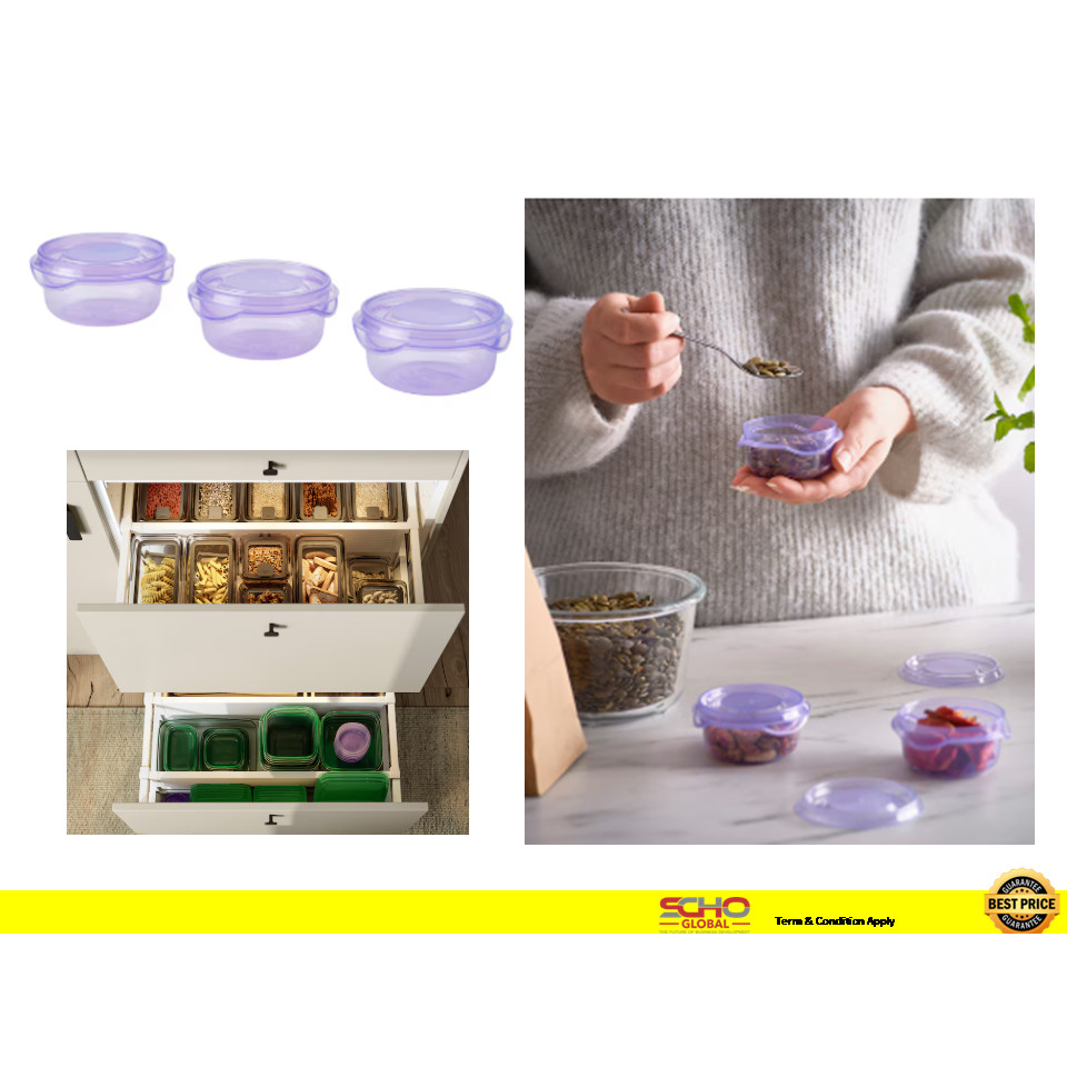 IKEA-PRUTA Food container with lid, lilac, 70 ml 3 Pcs | Shopee Malaysia