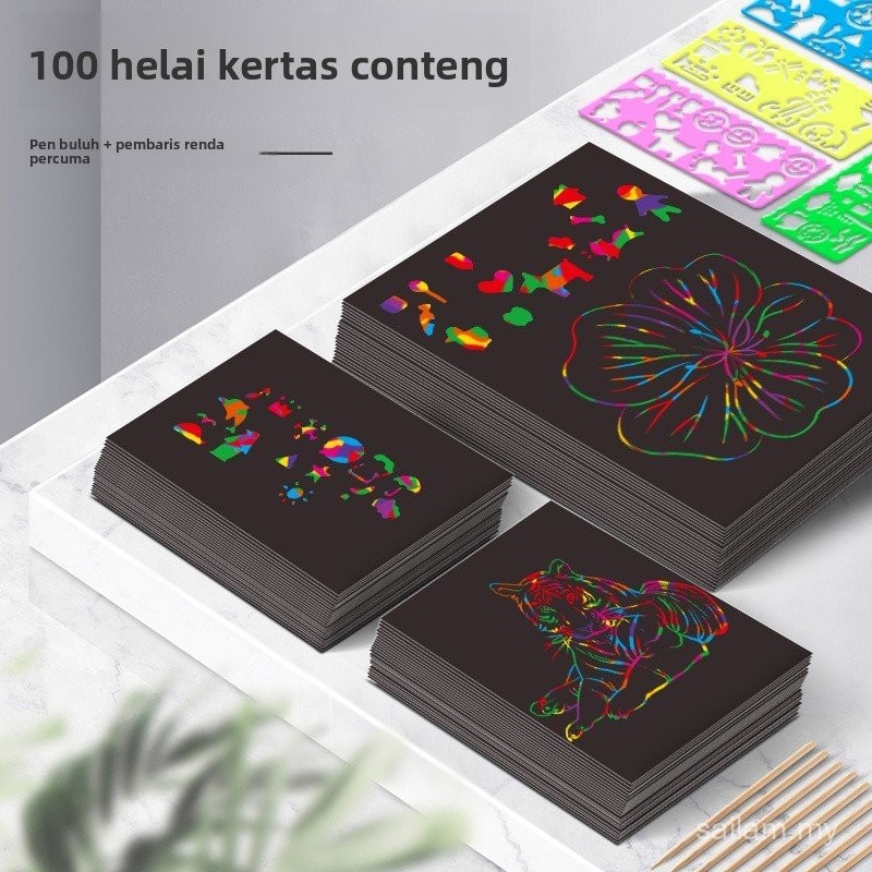 Kertas Conteng DIY Tebal 8K - Set Penuh Tema Cina, Berwarna-warni dan ...