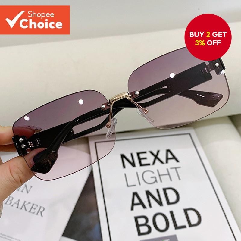 Frameless 2025 Square Sunglasses UV400 Protection Gradient Lenses For ...