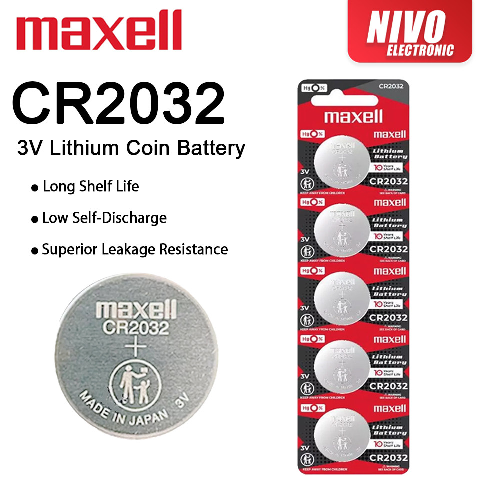 1PCS Maxell CR2032 Lithium Coin Battery 3V - Button Cell Battery, Watch ...