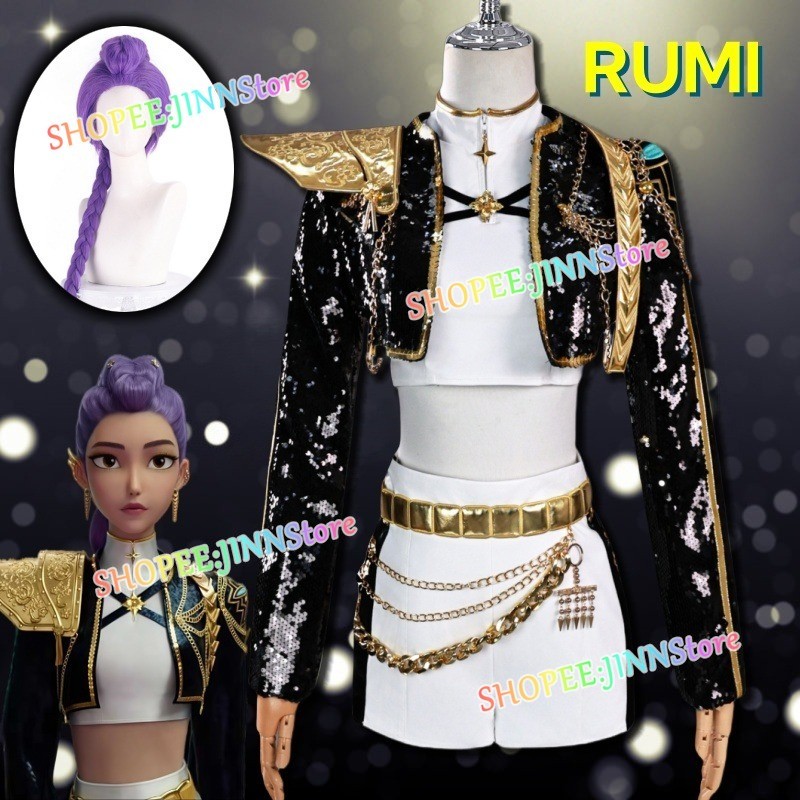 -JINN-Animated KPOP DEMON HUNTERS Cosplay Costume RUMI ZOEY MIRA Wig ...