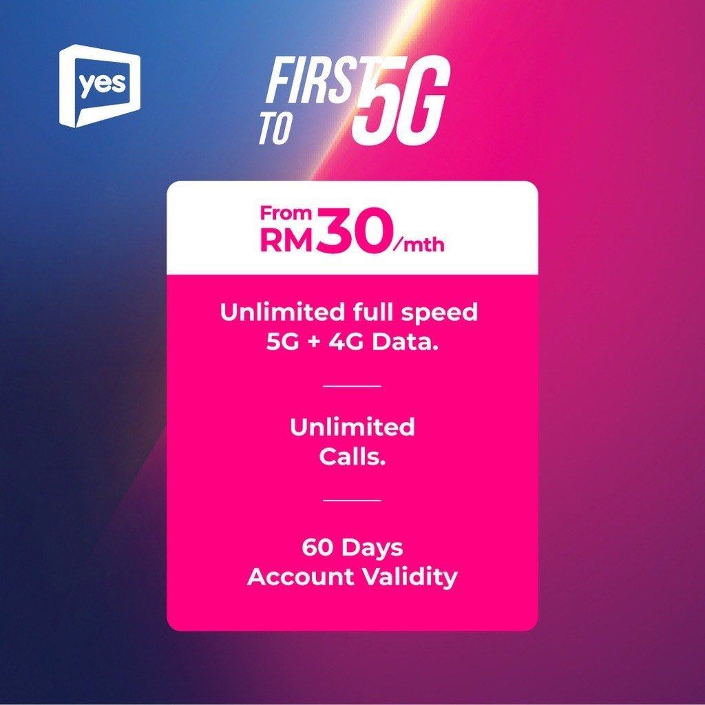 Simkad YES Prepaid FT5G Esim RM20 50GB | RM30 Unlimited Data Uncapped ...