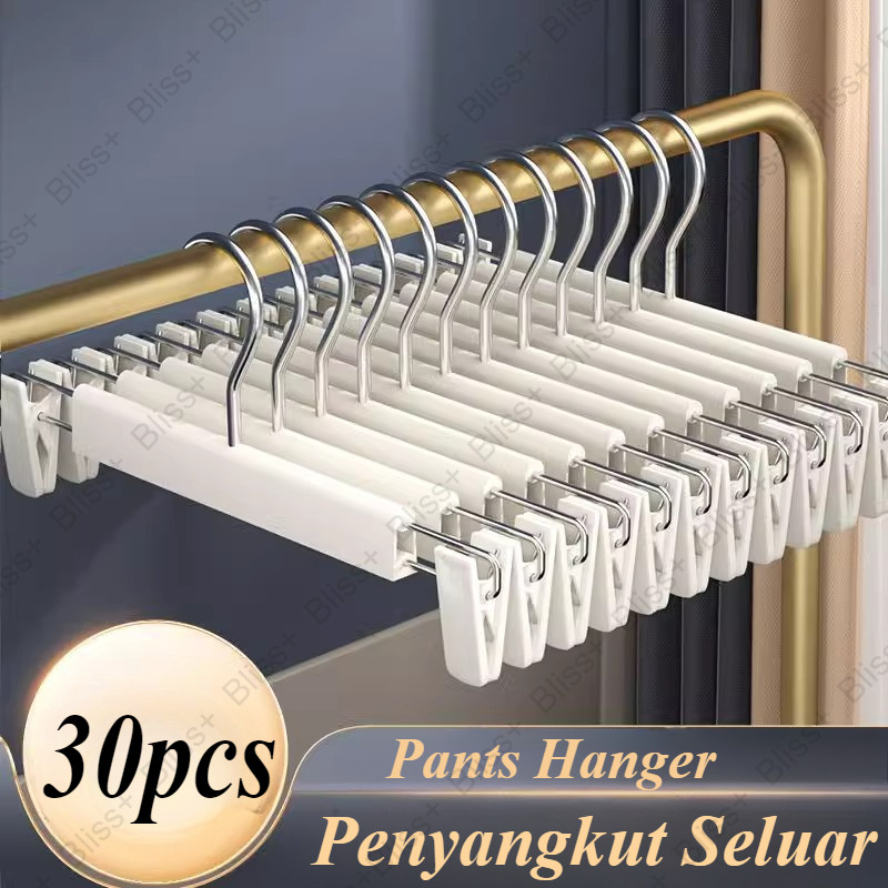 30pcs Pants Hanger Closet Organizer Dress JK Hanger, Anti Slip Trouser ...