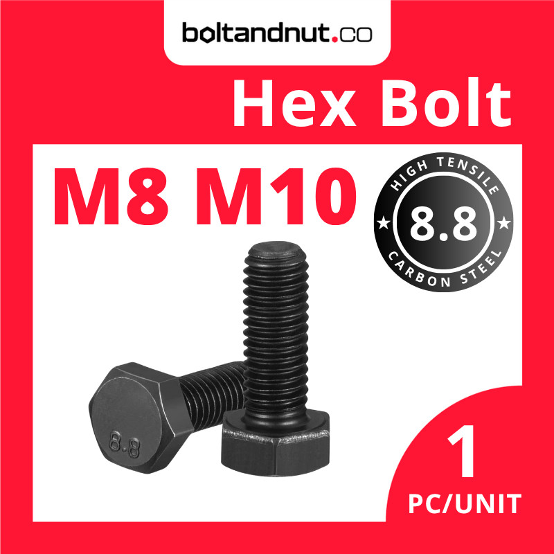 M8 M10 Hex Bolt DIN933 | Grade 8.8 High Tensile Steel | Black Oxide ...