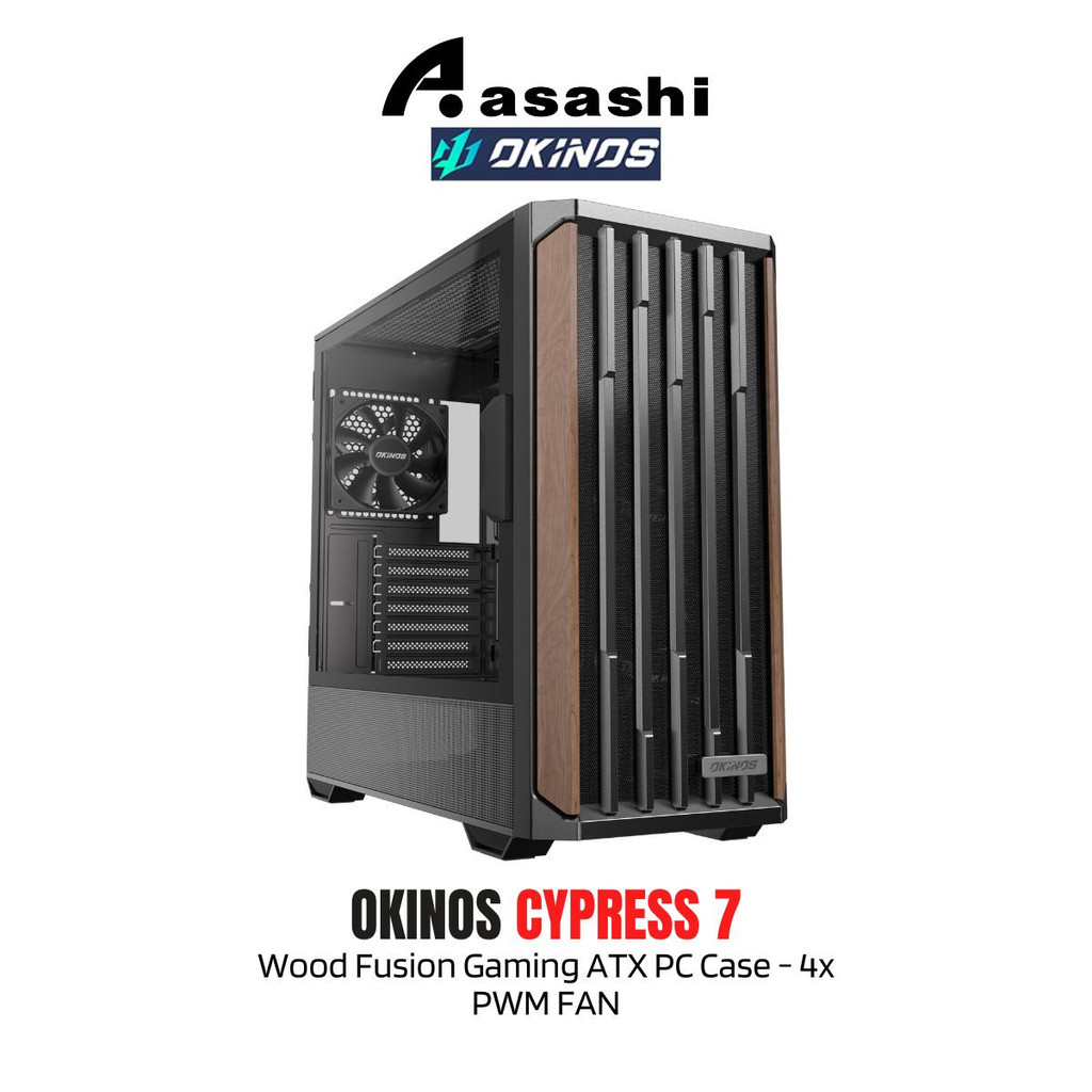 OKINOS Cypress 7 Wood Fusion Gaming ATX PC Case PC Casing - 4x PWM FAN ...