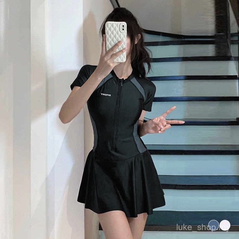 hot spring swimsuit Women One-Piece Swimsuit Simple Sports Dress ...