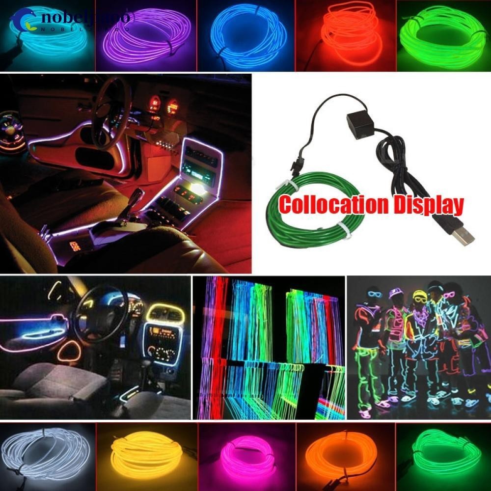 NOBELJIAOO Car Led Strip Light Flexible Neon Light EL Wire Driver ...